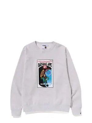 A BATHING APE Bathing Ape Graphic Relaxed Fit Crewneck Sweatshirt - Grey