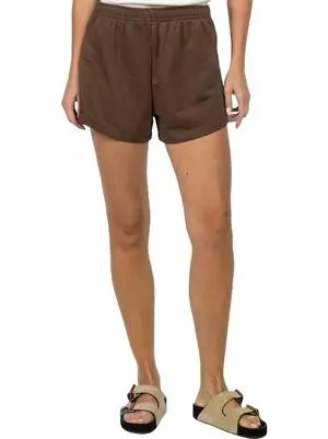 FREEDÉR Elastic-waistband Jersey Shorts - Brown