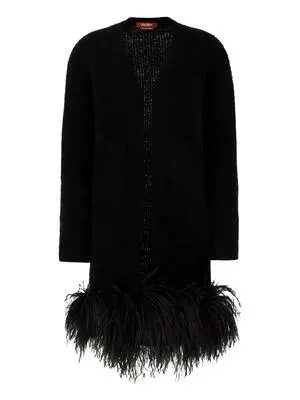 Max Mara Feather-trim Cardigan - Black