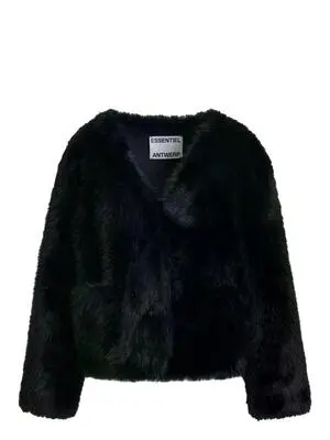 Essentiel Antwerp Faux-fur Button Jacket - Black