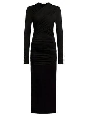 12 STOREEZ Draped Cowl-neck Midi Dress - Black
