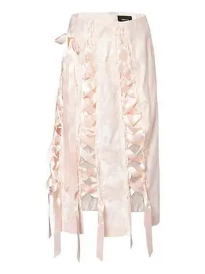 Simone Rocha Brocade Midi Skirt With Ribbon Detail - Blush