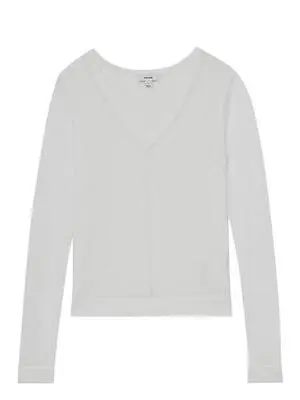 REISS Woven V-neck Top - White