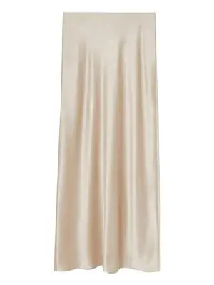 REISS High-rise Silk Maxi Skirt - Champagne Neutral