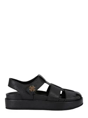 Tory Burch Leather Kira Fisherman Sandals - Black