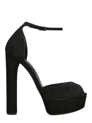 Casadei Flora Suede Platform Heels - Black