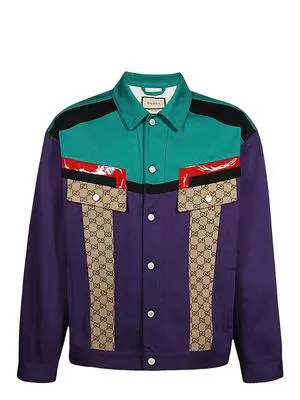 Gucci Gg Supreme Colour Block Jacket - Purple