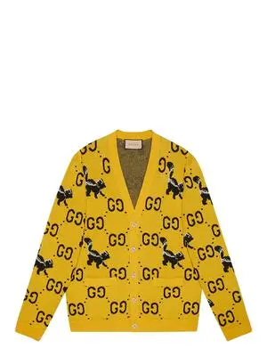 Gucci Gg And Skunk Cardigan - Yellow
