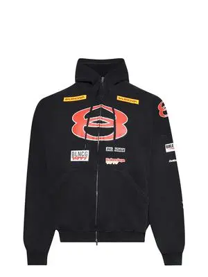 Balenciaga Sponsor Logos Zip-up Hoodie - Black