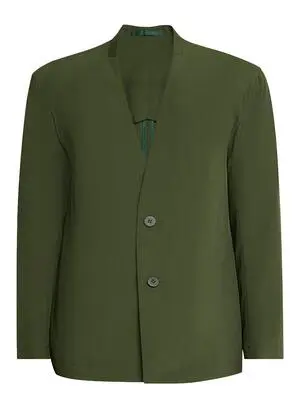 Issey Miyake Single-Breasted Air Jacket Dark Green
