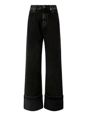 Pinko Folded-hem Jeans - Black