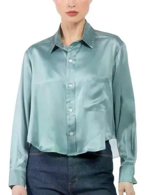 CISSA Satin Pocket Shirt - Blue
