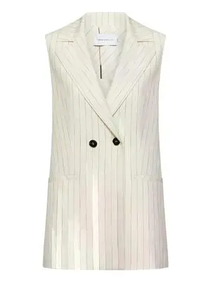SIMONA CORSELLINI Pinstripe Double-breasted Waistcoat - Neutrals