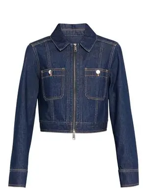 Veronica Beard Patty Fitted Zip-front Denim Jacket - Indigo Rinse