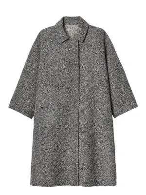 Lafayette 148 New York Double Face Alpaca-wool Reversible Oversized Coat - Black Multi/white Multi