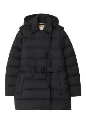 Burberry Short Nylon Hooded Puffer Coat - Black