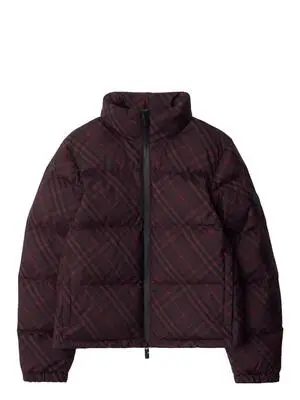 Burberry Check Ambleside Puffer Jacket - Wine Red