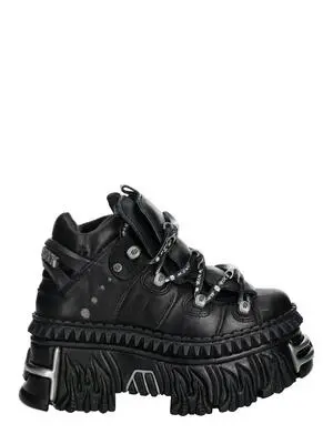 NEW ROCK Flame-detailed Platform Sneakers - Black