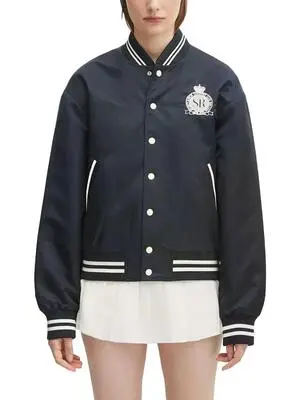 SPORTY & RICH Embroidered-logo Bomber Jacket - Blue