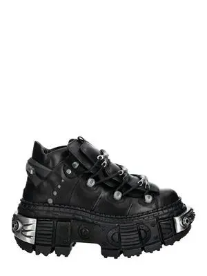 NEW ROCK Metallic-detail Platform Sneakers - Black