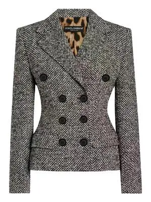Dolce & Gabbana Double-breasted Tweed Blazer - White