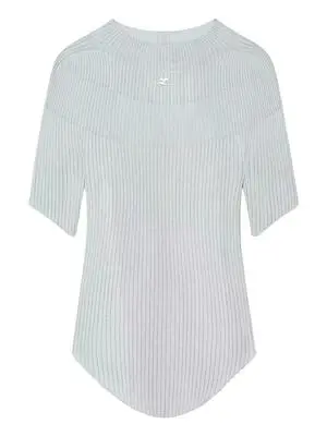 COURREGES Ribbed Short Sleeve Top - Blue