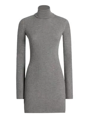 Dolce & Gabbana Ribbed Turtleneck Mini Dress - Grey