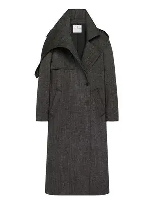 COURREGES Asymmetric-collar Long Coat - Grey