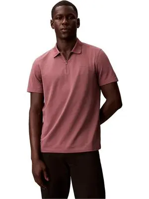 Calvin Klein Tech Pique Zip Polo Shirt - Capri Rose