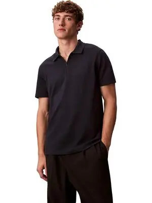 Calvin Klein Tech Pique Zip Polo Shirt - Dark Sapphire