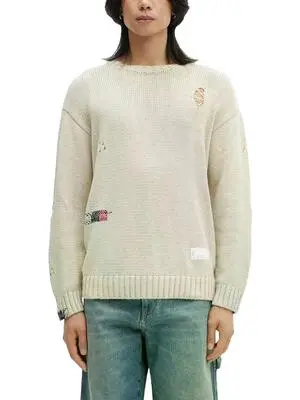 NEIGHBORHOOD Distressed Embroidered Sweater - White