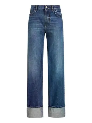Dolce & Gabbana High-waist Jeans With Turn-up Cuffs - Blue