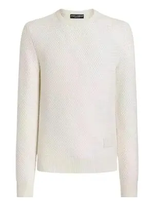 Dolce & Gabbana Logo-patch Crew-neck Sweater - Neutrals