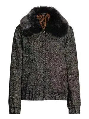 Dolce & Gabbana Herringbone Bomber Jacket - Black