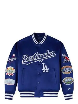 OVO X New Era Mlb Los Angeles Dodgers Varsity Jacket - Blue