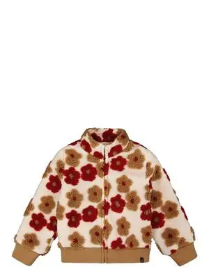 DEUX PAR DEUX Floral Jacquard Full Zip Jacket - Beige And Red