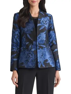 KASPER Floral Jacquard Jacket - Blue Night Multi