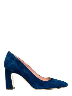 ALLY SHOES Pointed-toe Block Heel Pumps - Noble Navy Suede