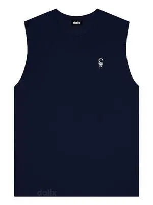 DALIX Embroidered Astronaut Muscle Tank - Navy Blue