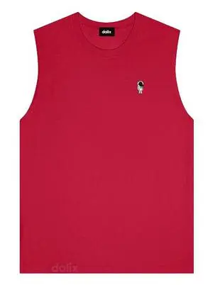 DALIX Dalix Embroidered Astronaut Muscle Tank Red