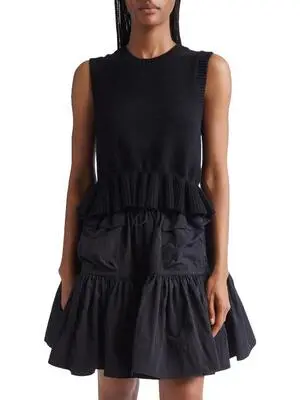 Cecilie Bahnsen Bill Ruffled Peplum Recycled Cashmere & Wool Sweater Vest - Black