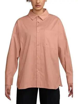 Nike Sportswear Chill Stretch Cotton Poplin Button-up Shirt - Particle Pink/sail