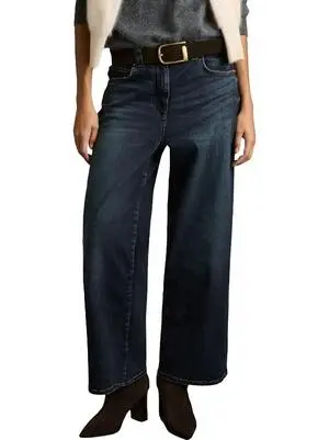 REISS Myrtle Wide-leg Jeans - Dark Blue