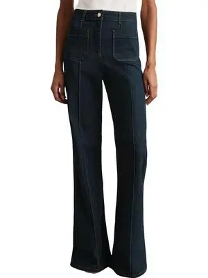 REISS Sakura Flare Jeans Dark Blue