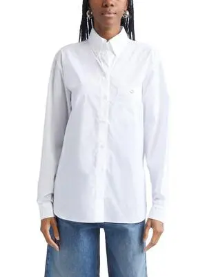 Coperni Boyfriend Logo Cotton Button-down Shirt - White