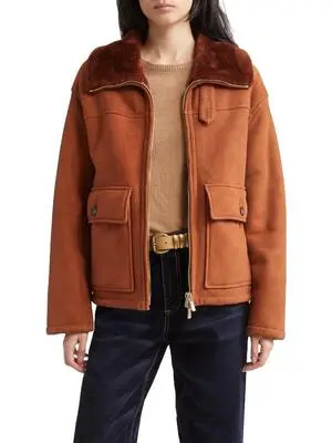 Eleventy Genuine Merino Shearling Aviator Jacket - 157 Cognac