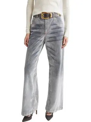 Eleventy Flocked Denim Flare Leg Jeans - 13 Light Gray Melange