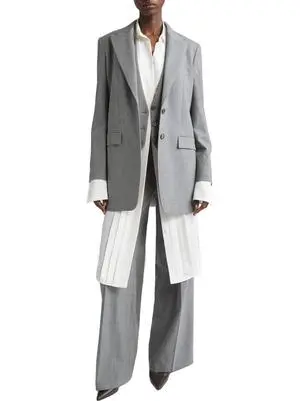 Michael Kors Stretch Virgin Wool Boyfriend Blazer - Banker Melange