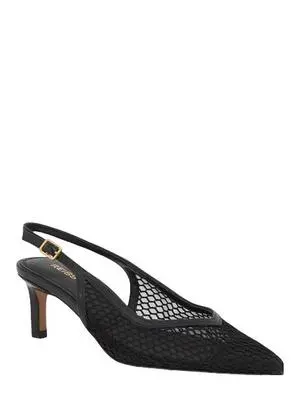 REISS Sirena Pointed Toe Kitten Heel Slingback Pump - Black