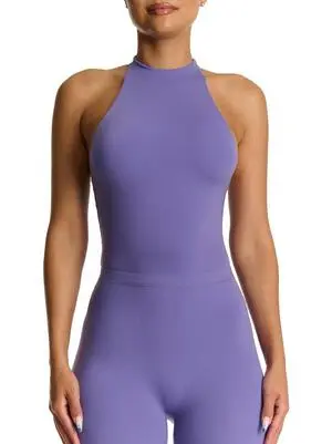 Naked Wardrobe Funnel Neck Racerback Bodysuit - Lavender